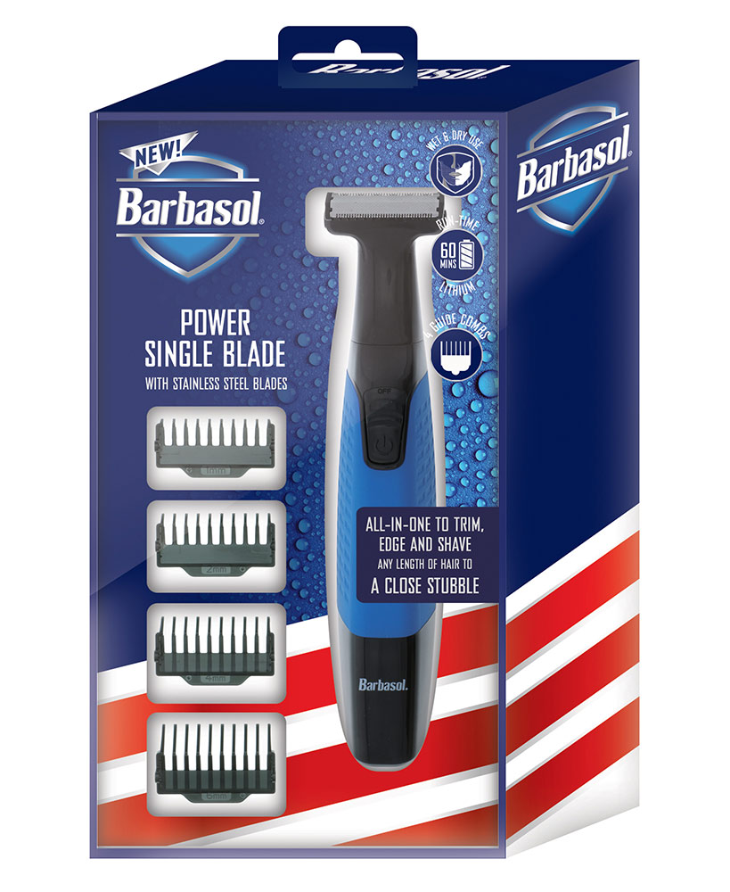 Barbasol Waterproof Rechargeable Beard Trimmer with 4 Cutting Combs ...