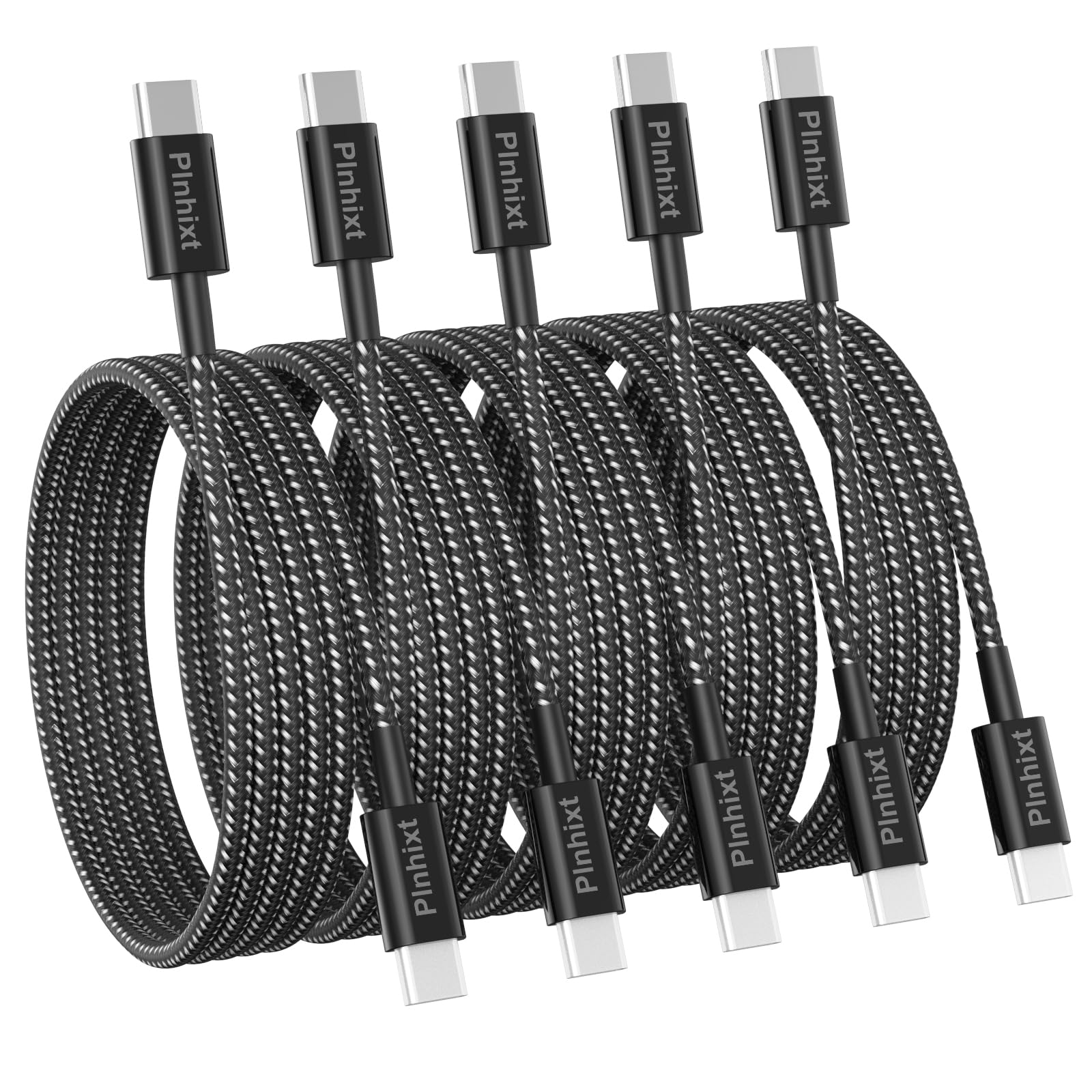 Prime Members: 5-Pack 6-ft Plnhixt 60W USB-C to USB-C Charging Cables