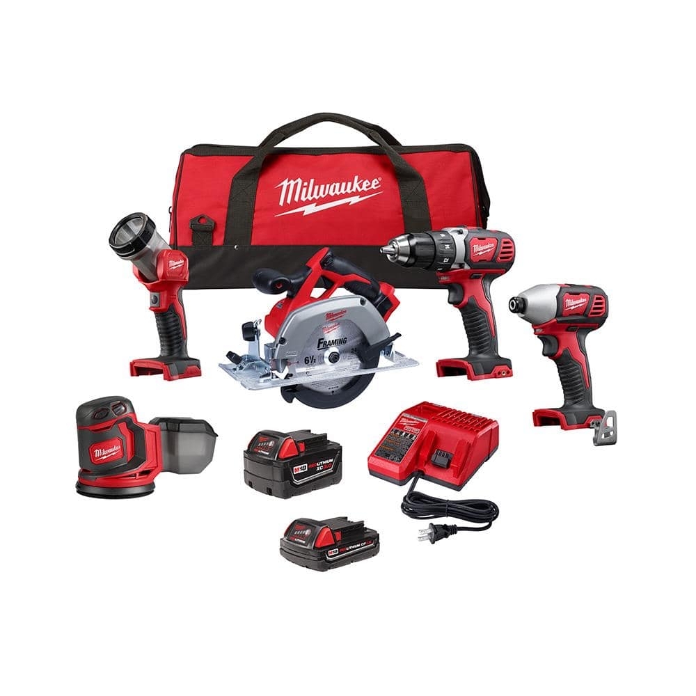 Milwaukee M18 18V Lithium-Ion Cordless Combo Kit (5-Tool) with 2 ...