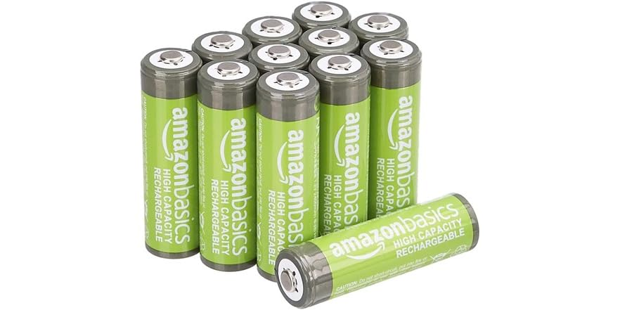 (12 PACK) AmazonBasics Rechargeable AA NiMH Batteries $13