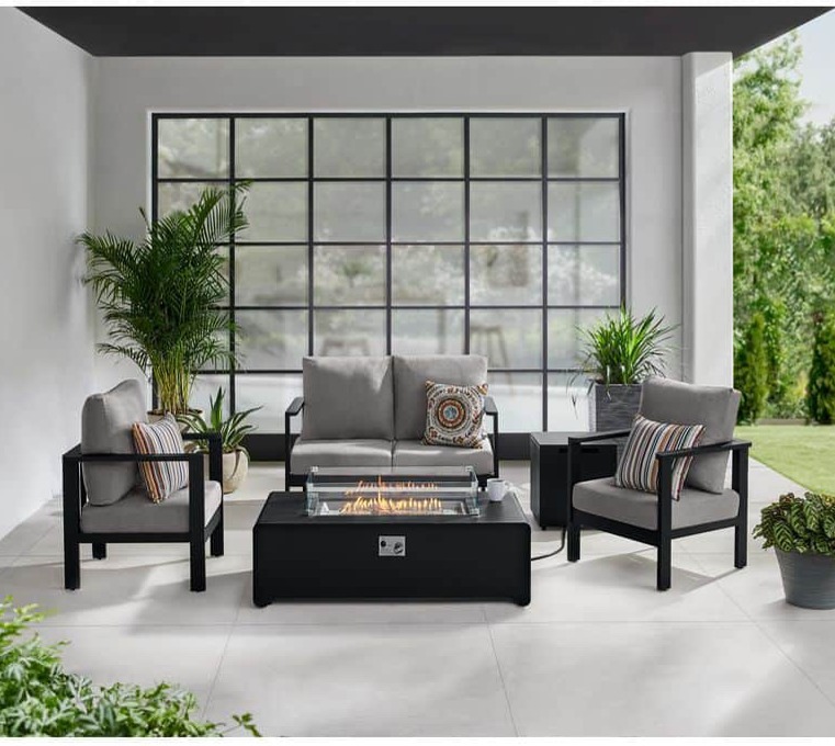 Home Decorators Collection Settlers Notch Black 5-Piece Aluminum ...