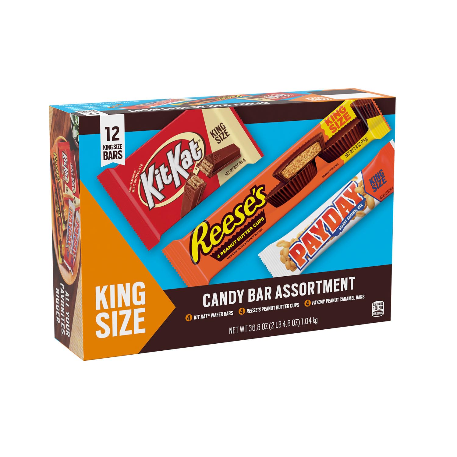 12-Pack KIT KAT, PAYDAY and REESE'S King Size Chocolate Bars Variety ...