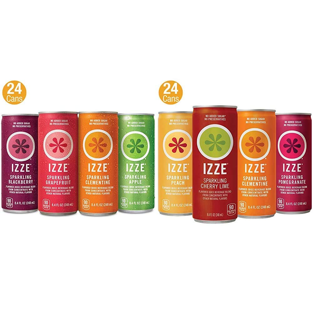 IZZE Sparkling Juice, 4 Flavor Variety Pack, 8.4 Fl Oz (Pack of 24) & IZZE Sparkling Juice, 4 ...