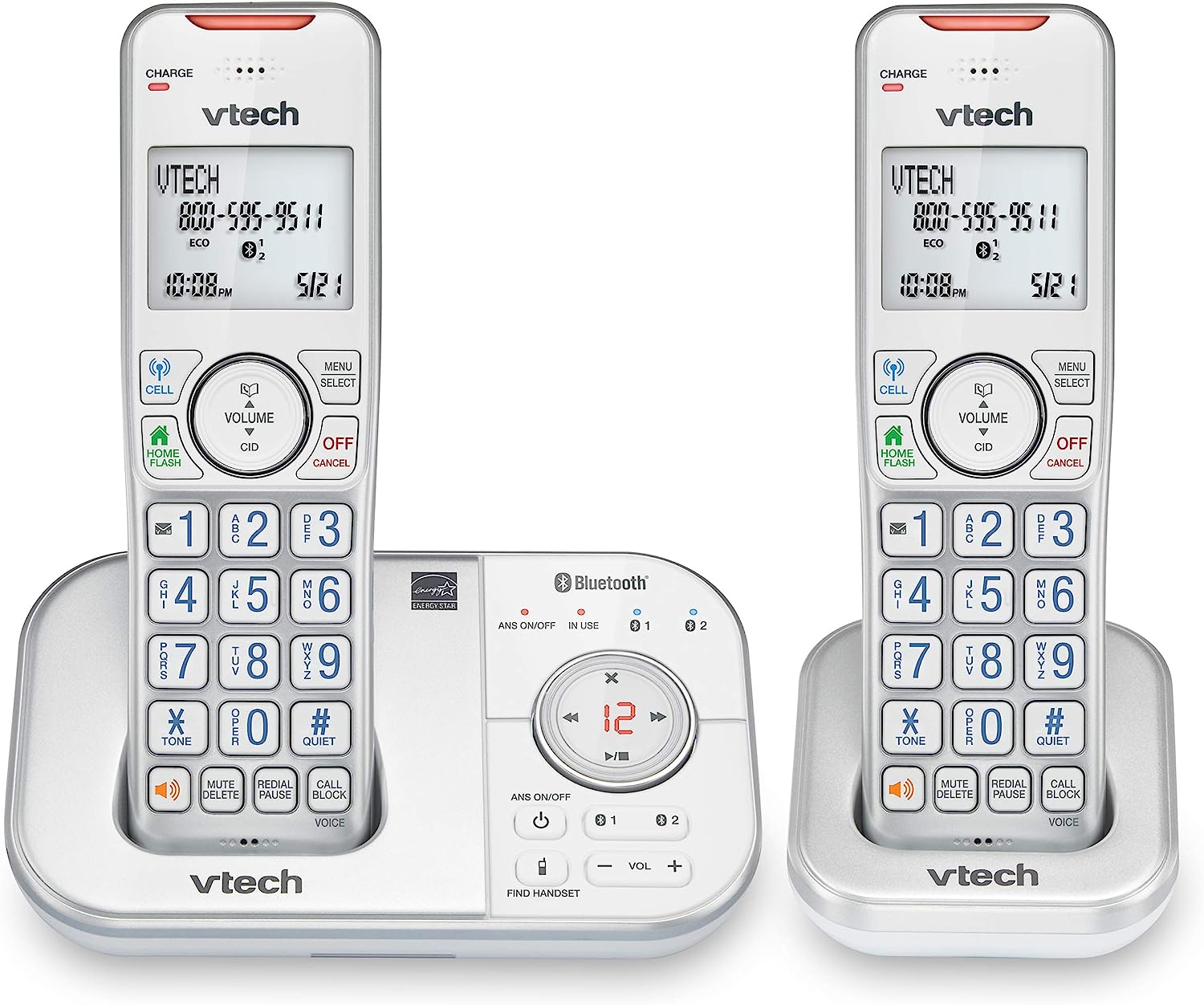 VTech VS112-27 DECT 6.0 Bluetooth 2 Handset Cordless Phone for Home ... VTech VS112-27 DECT 6.0 Bluetooth 2 Handset Cordless Phone for Home ...