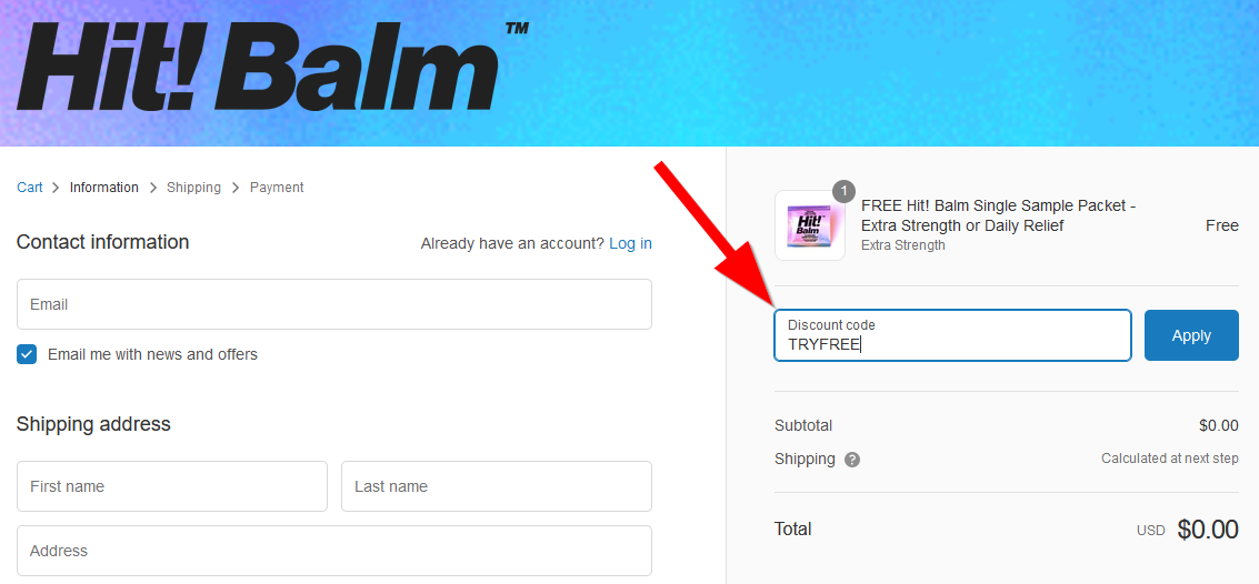 FREE Hit! Balm Single Sample Packet - Extra Strength or Daily Relief