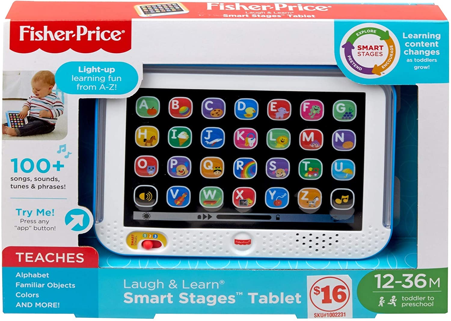 Fisher-Price Laugh & Learn Smart Stages Tablet w/ Lights & Sound (Blue ...