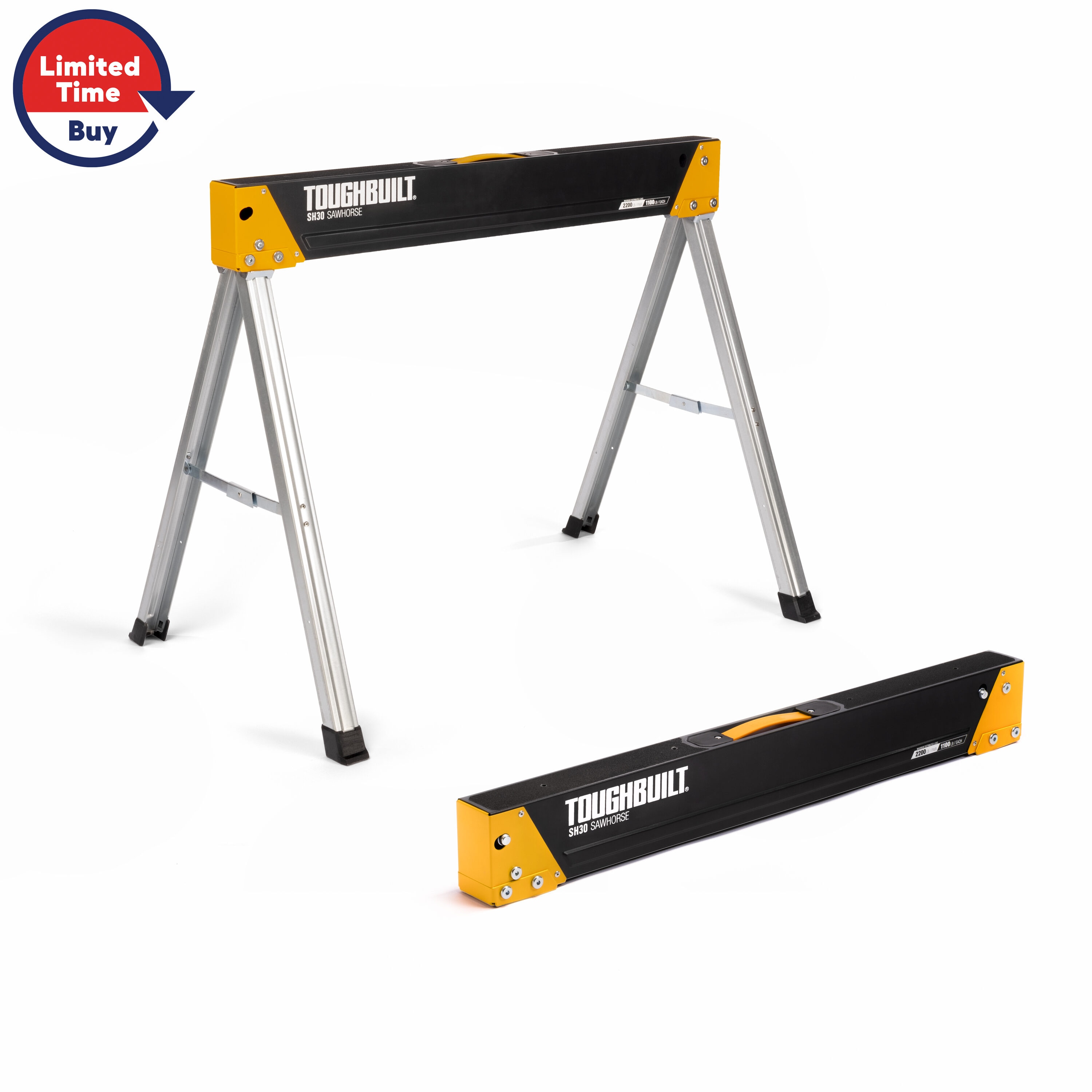 2-Pack Toughbuilt SH30 36.5"x28.5" Steel Saw Horse Stand (1100 Lbs ...