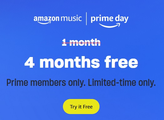 Select Prime Members: 4-Month Amazon Music Unlimited Individual Plan