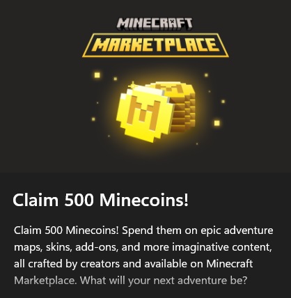 Xbox Game Pass Ultimate Members Perk: 500 Minecraft Minecoins (Digital ...