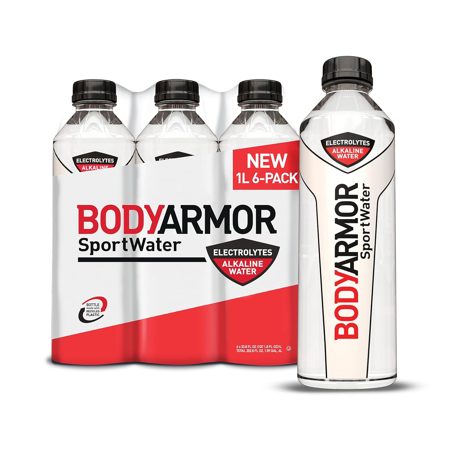 6-Count 1-Liter Bodyarmor SportWater Alkaline Water Bottles