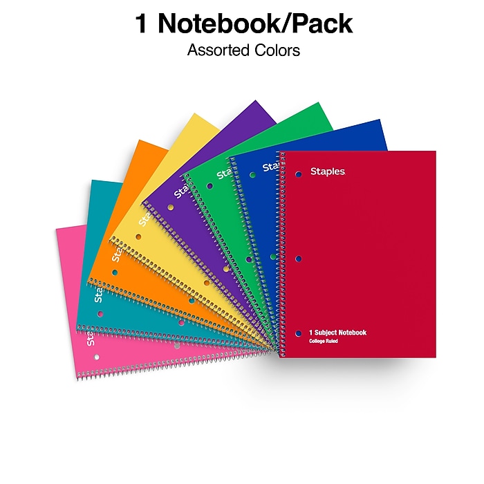 70-Sheet 8"x10.5" Staples 1-Subject College or Wide Ruled Notebook