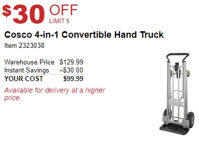 Costco In-Warehouse Offer: Cosco 4-In-1 Convertible Hand Truck w ...