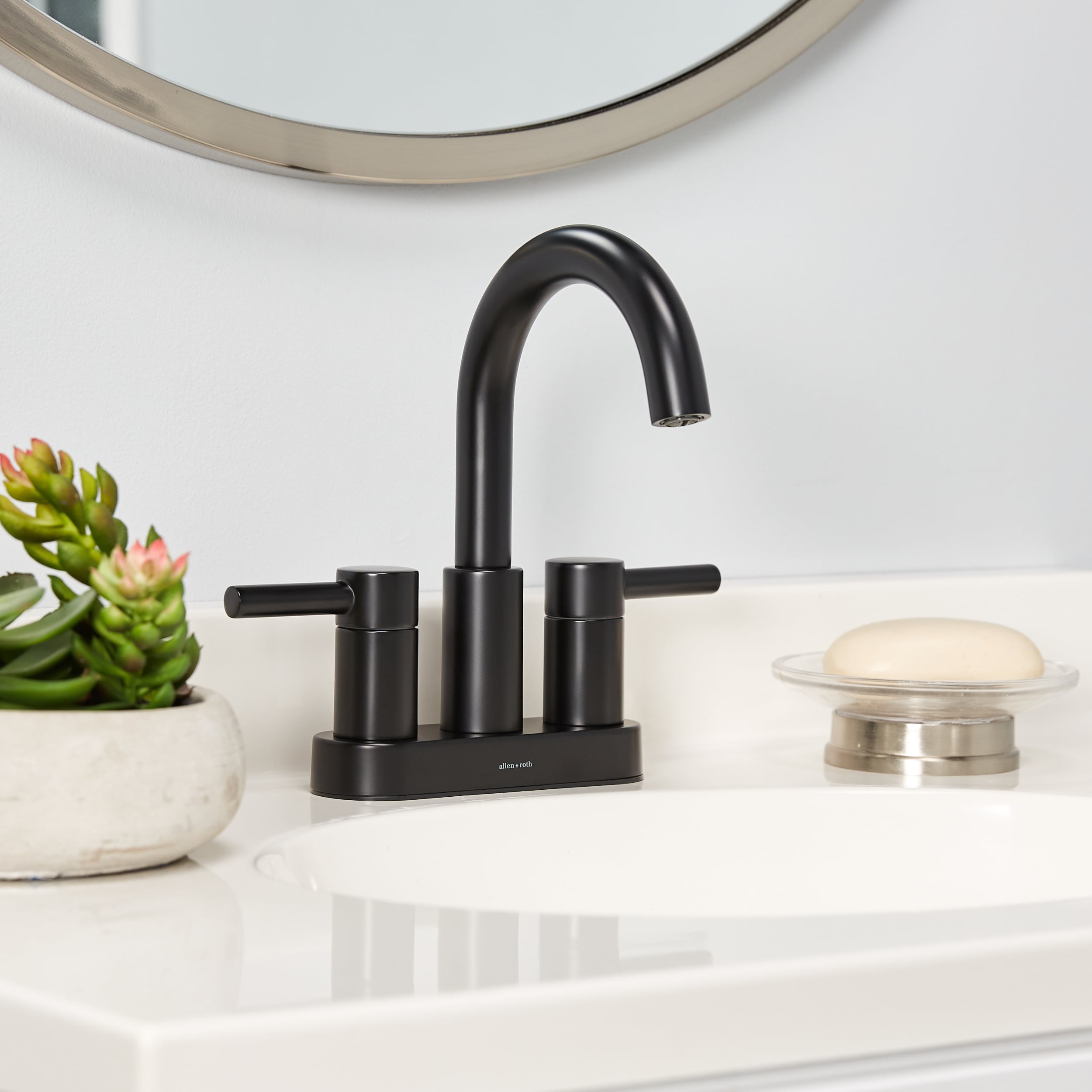 allen + roth Harlow 4" Centerset 2-Handle Bathroom Sink Faucet (Matte ...