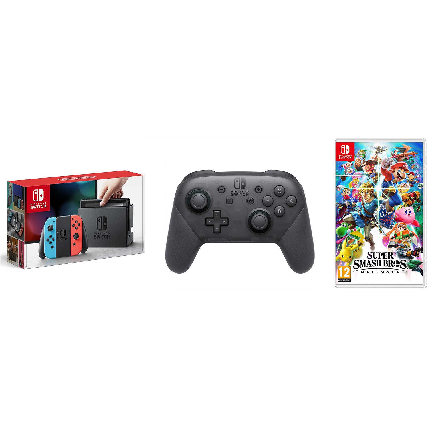 Nintendo Switch Console w/ Pro Controller + Super Smash Bros. Ultimate ...