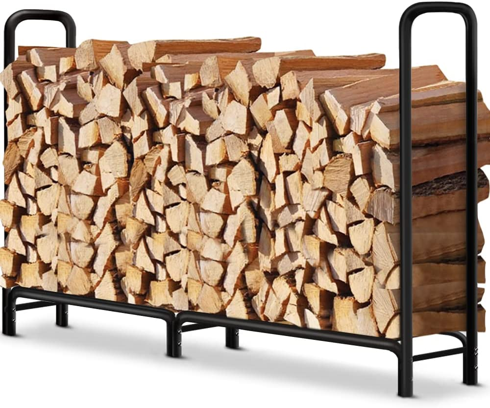 8' Amagabeli Steel Outdoor Fire Wood Log Rack