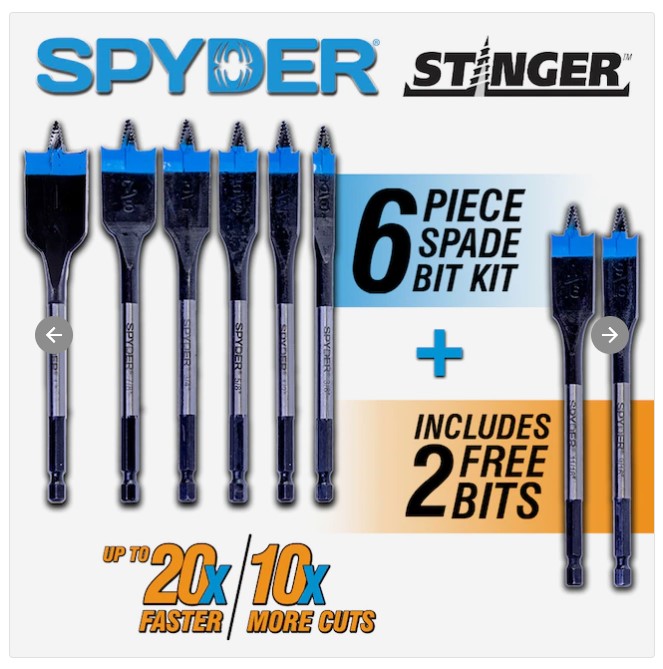 Select Lowe's Stores: Spyder Stinger 8-Piece 6" Spade Drill Bit Set