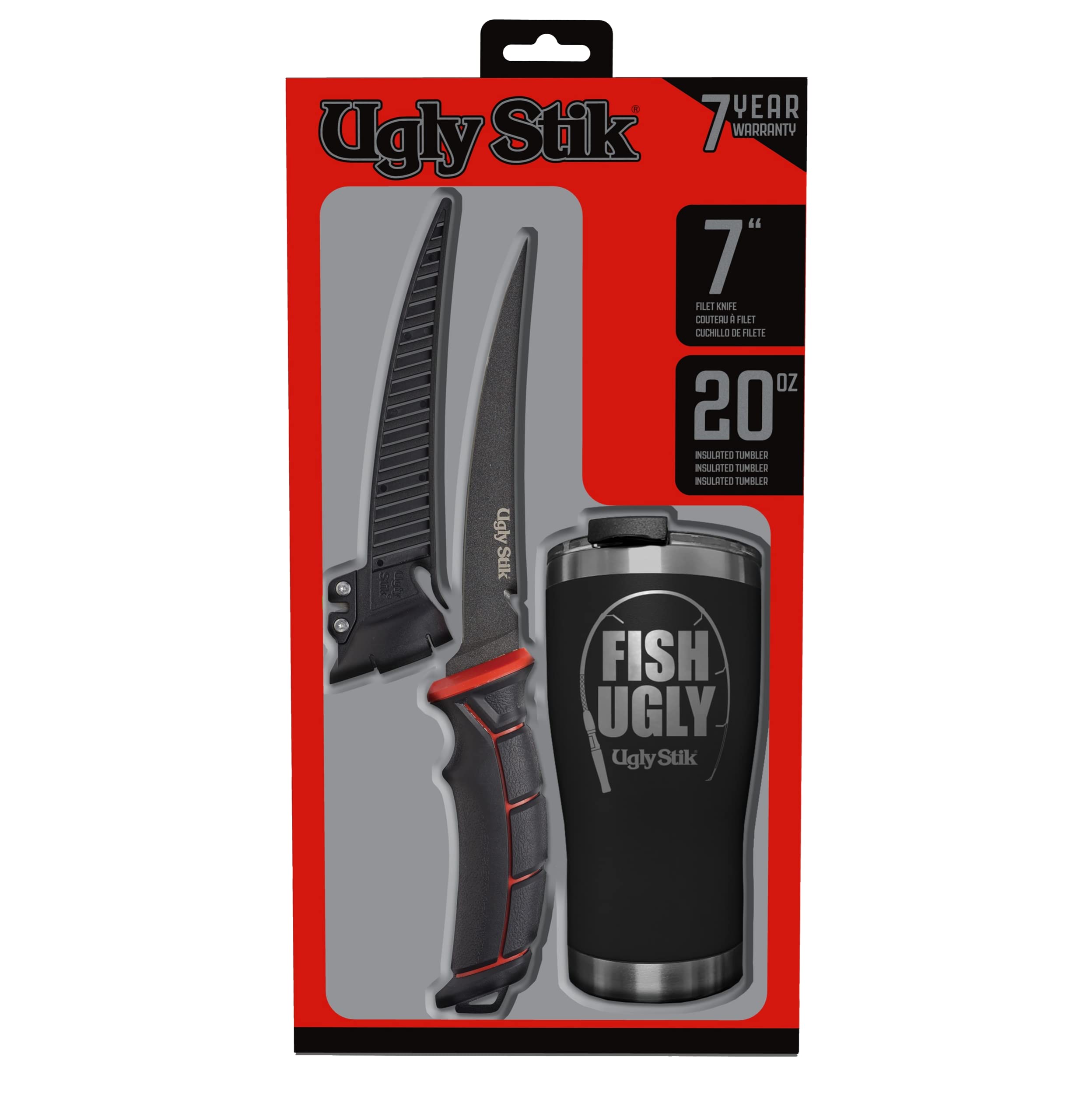 Ugly Stik Tools 7" Fishing Fillet Knife + 20-Oz Insulated Tumbler Gift Set