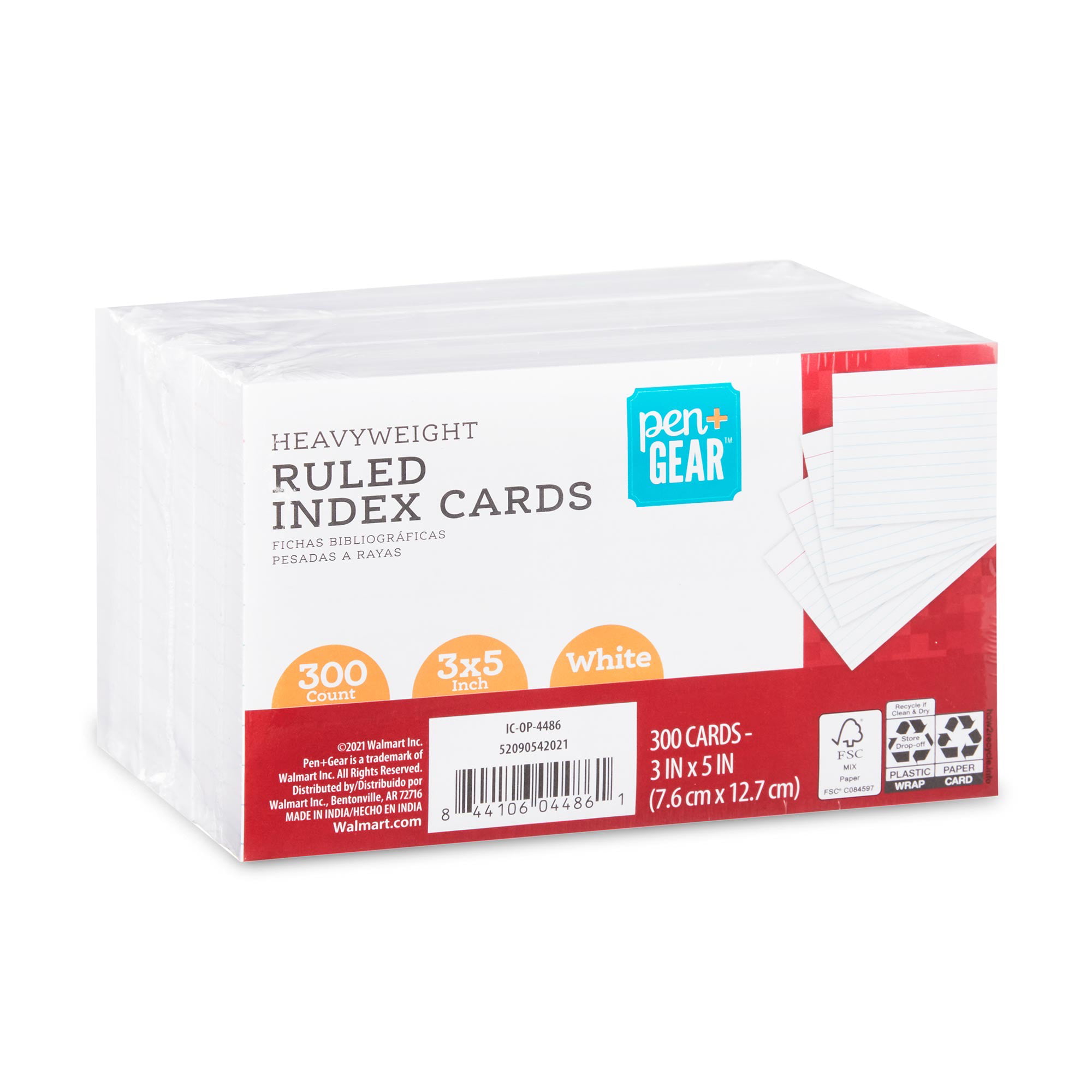 300-Count 3" x 5" Pen+Gear Heavyweight Ruled Index Cards (White) $1.50 ...