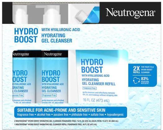 2-Pack 7.8-Oz Neutrogena Hydro Boost Hydrating Gel Cleanser + 16-Oz Refill