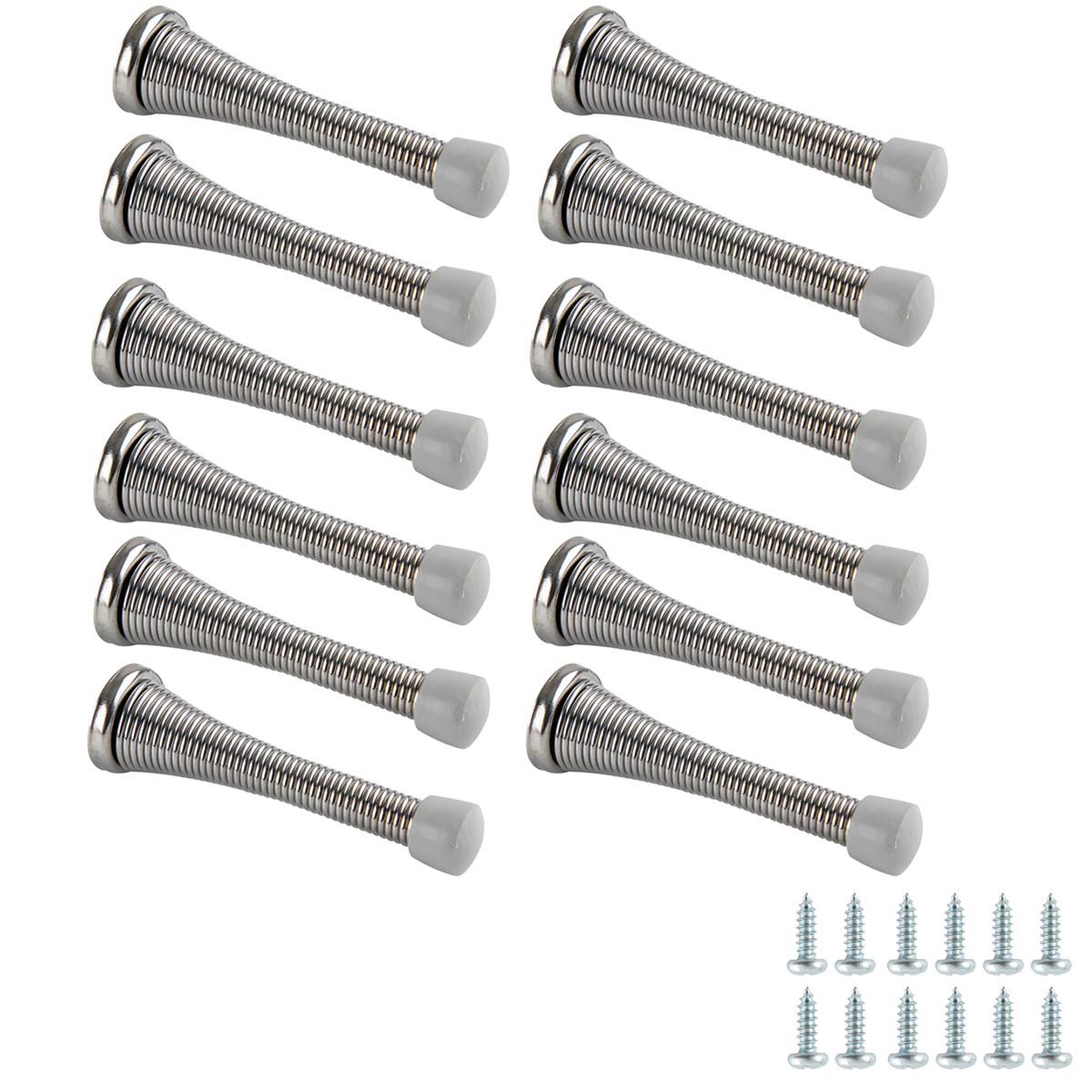 12-Pack Amazon Basics Spring Door Stop (Polished Chrome) w/ Mounting ...