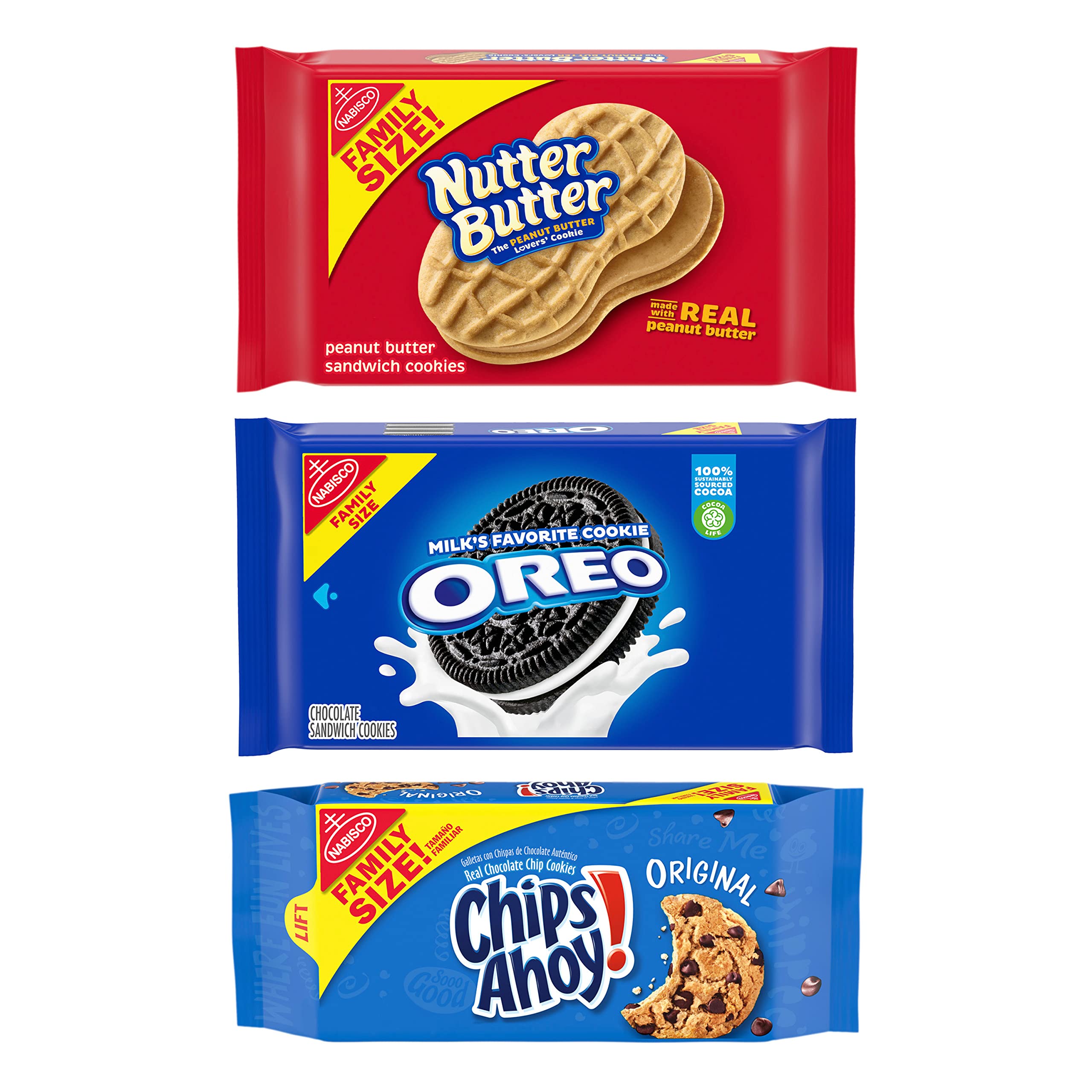 3-Count OREO, CHIPS AHOY! & Nutter Butter Cookies Family Size Variety Pack 3-Count OREO, CHIPS AHOY! & Nutter Butter Cookies Family Size Variety Pack