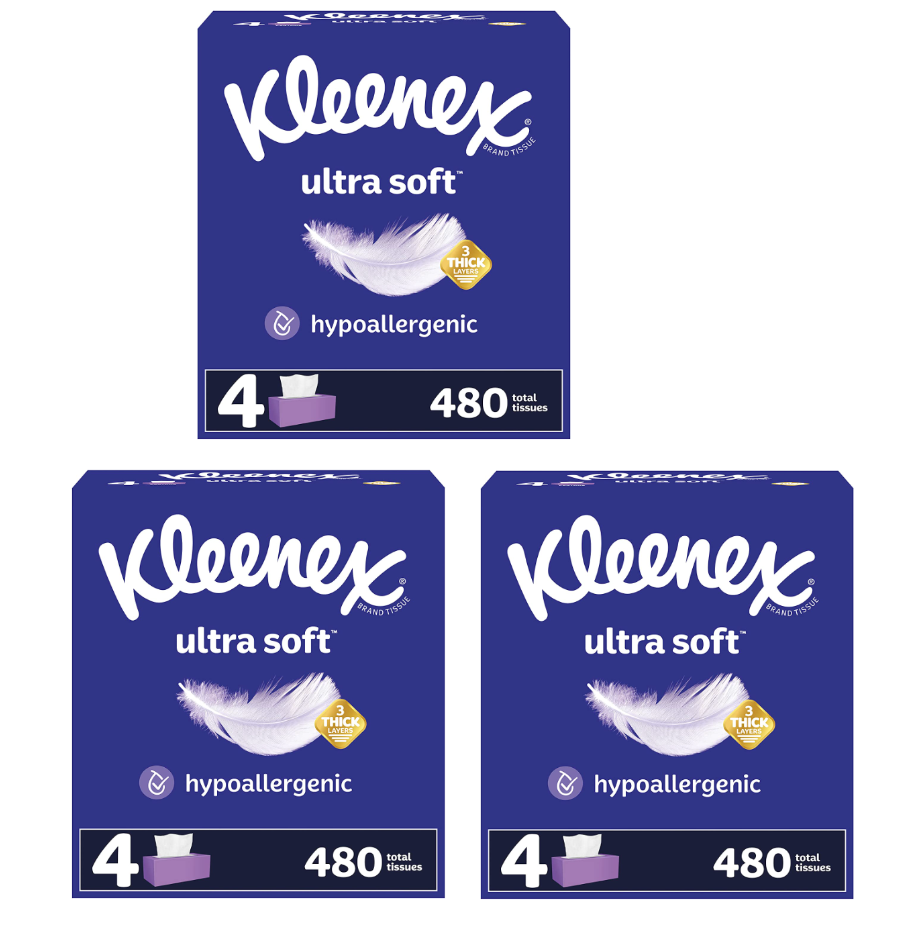 480-Count Kleenex Ultra Soft 3-Ply Facial Tissues 3 for $22.17 + $10 ...
