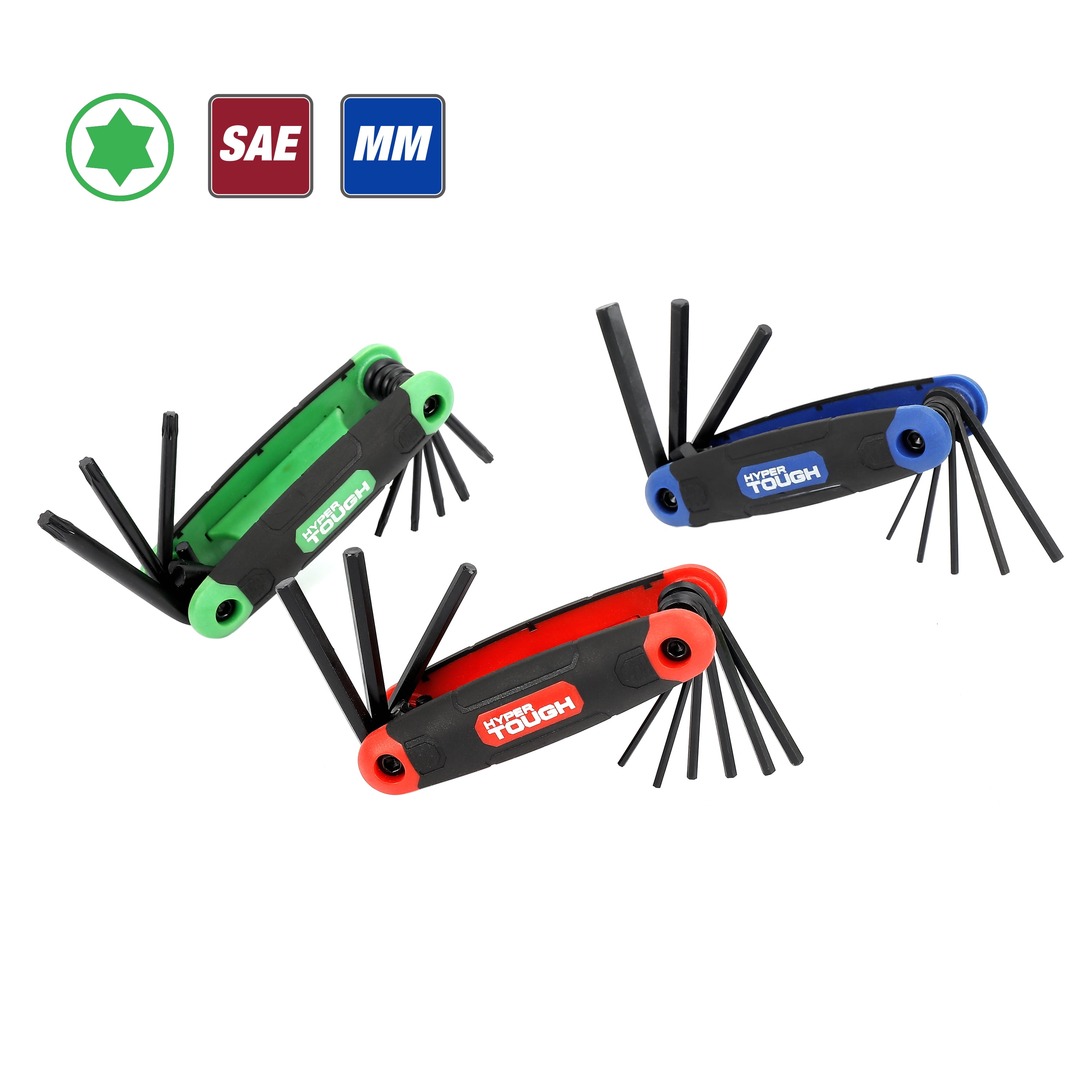 3-Pack Hyper Tough Folding Hex Key Set (Metric/SAE/TORX) $5 + Free S&H ...