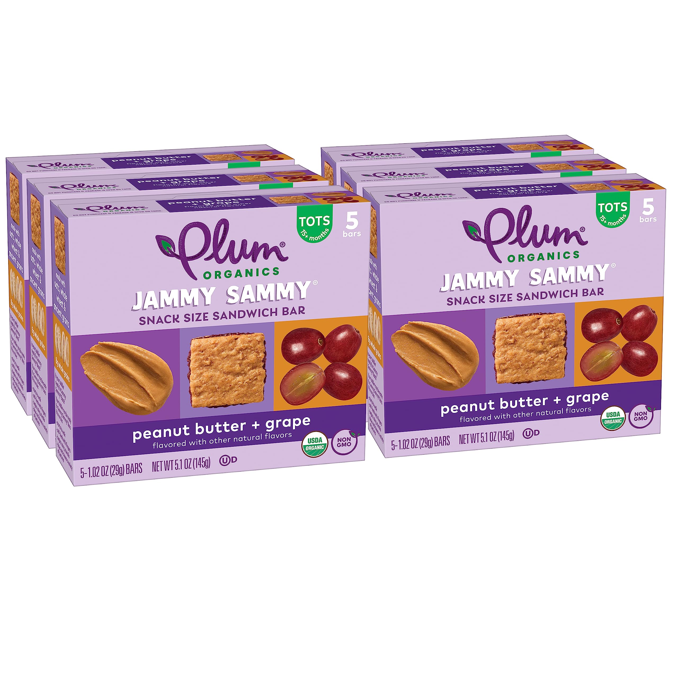 30-Count 1.2-Oz Plum Organics Jammy Sammy Snack Bars (Peanut Butter ...