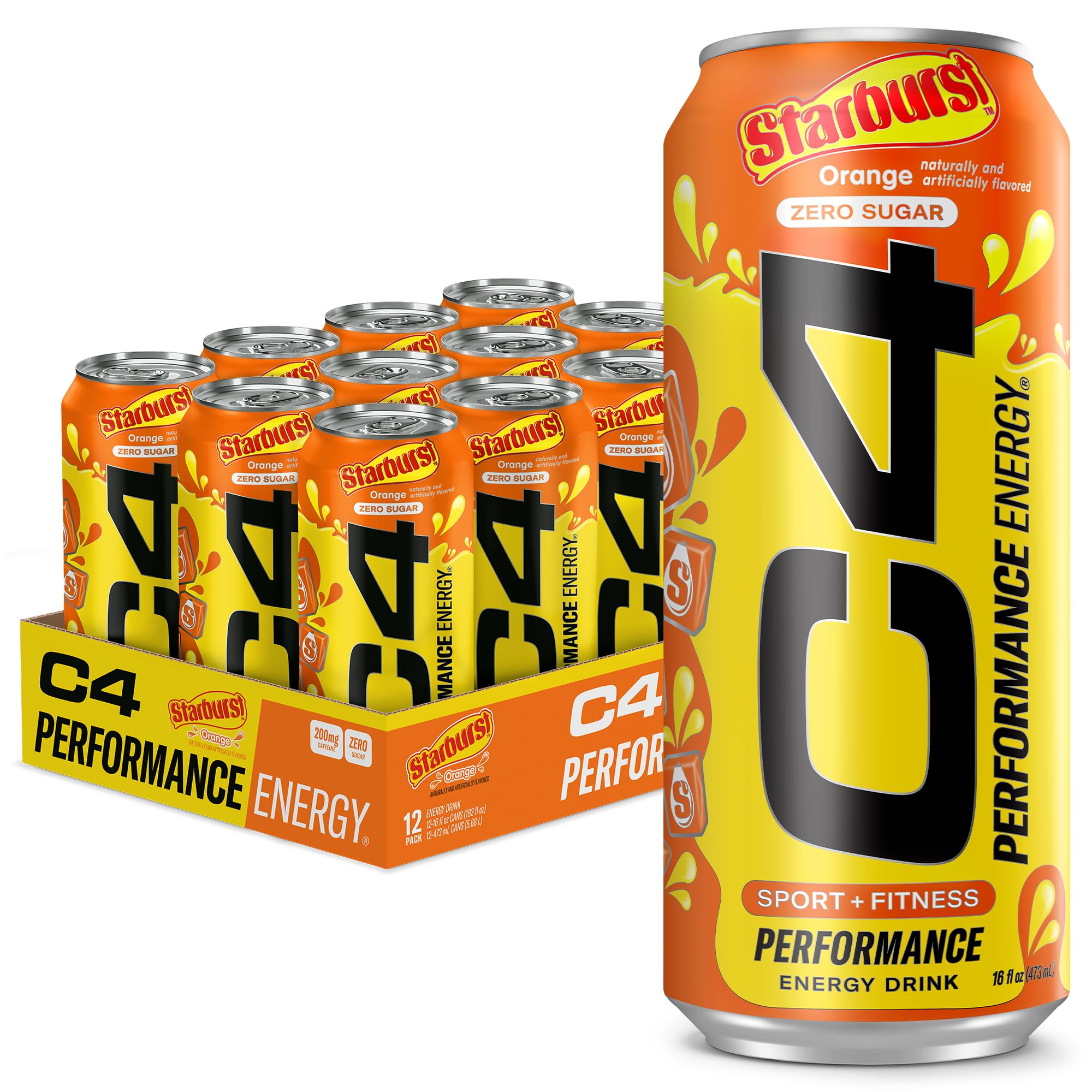12-Pack 16-Oz Cellucor Starburst C4 Energy Carbonated Zero Sugar Energy ...