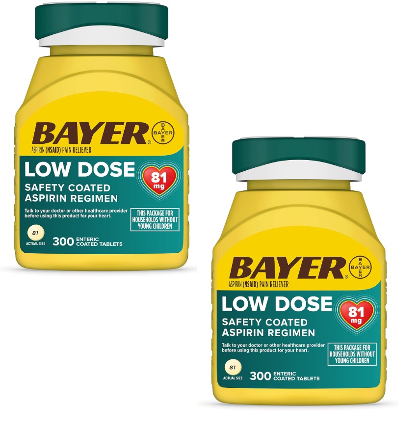 300-Count 81mg Bayer Enteric Coated Aspirin Tablets 2 for $15.45 ($7.72 ...