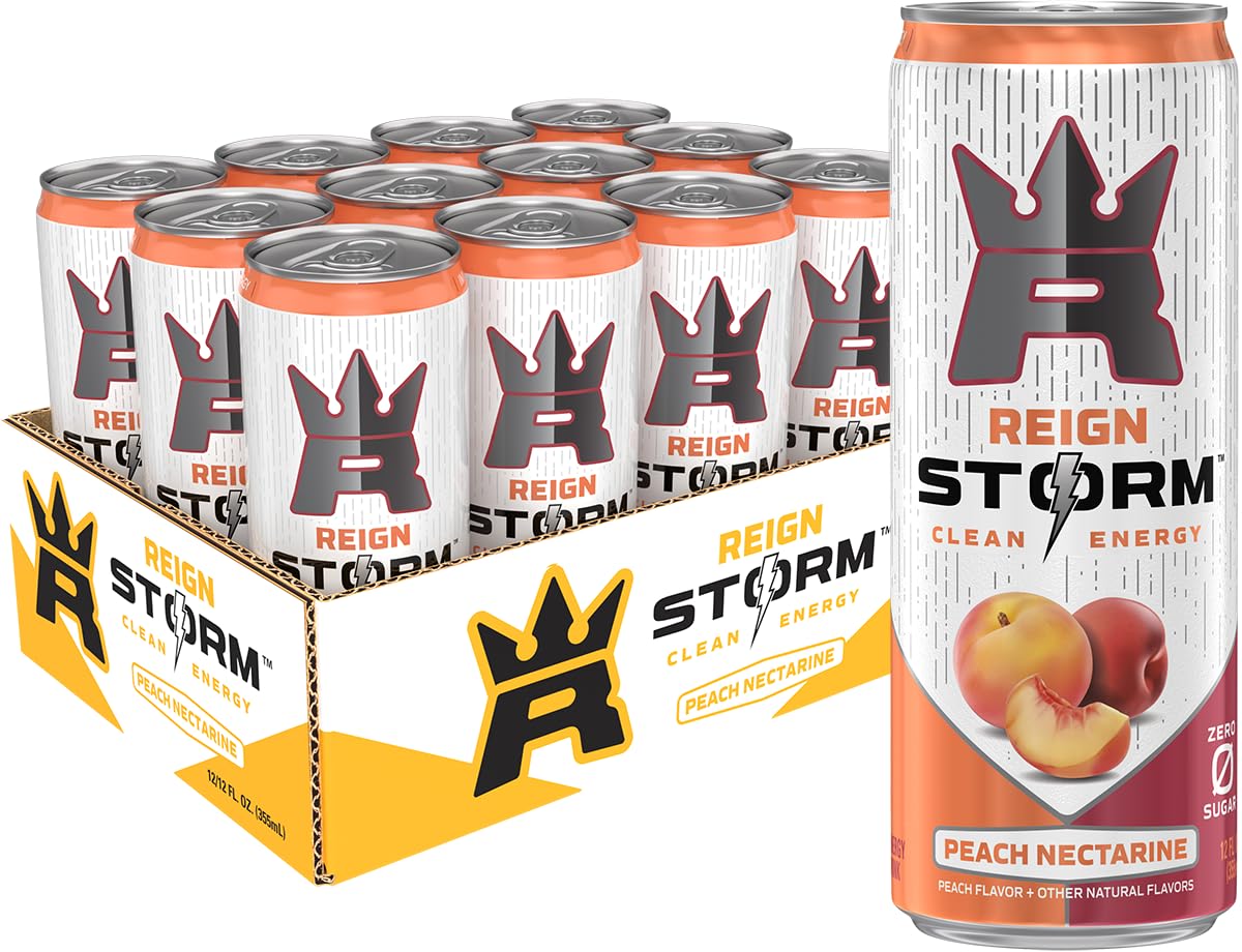 12-Pack 12-Oz REIGN Storm Clean Energy Drink (Peach Nectarine)
