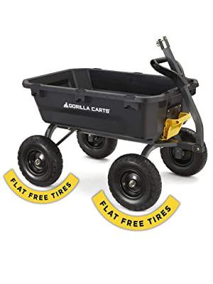 Gorilla Carts 7GCG-NF Poly Dump Cart, Black - 7cu ft., 13-Inch No-Flat ...