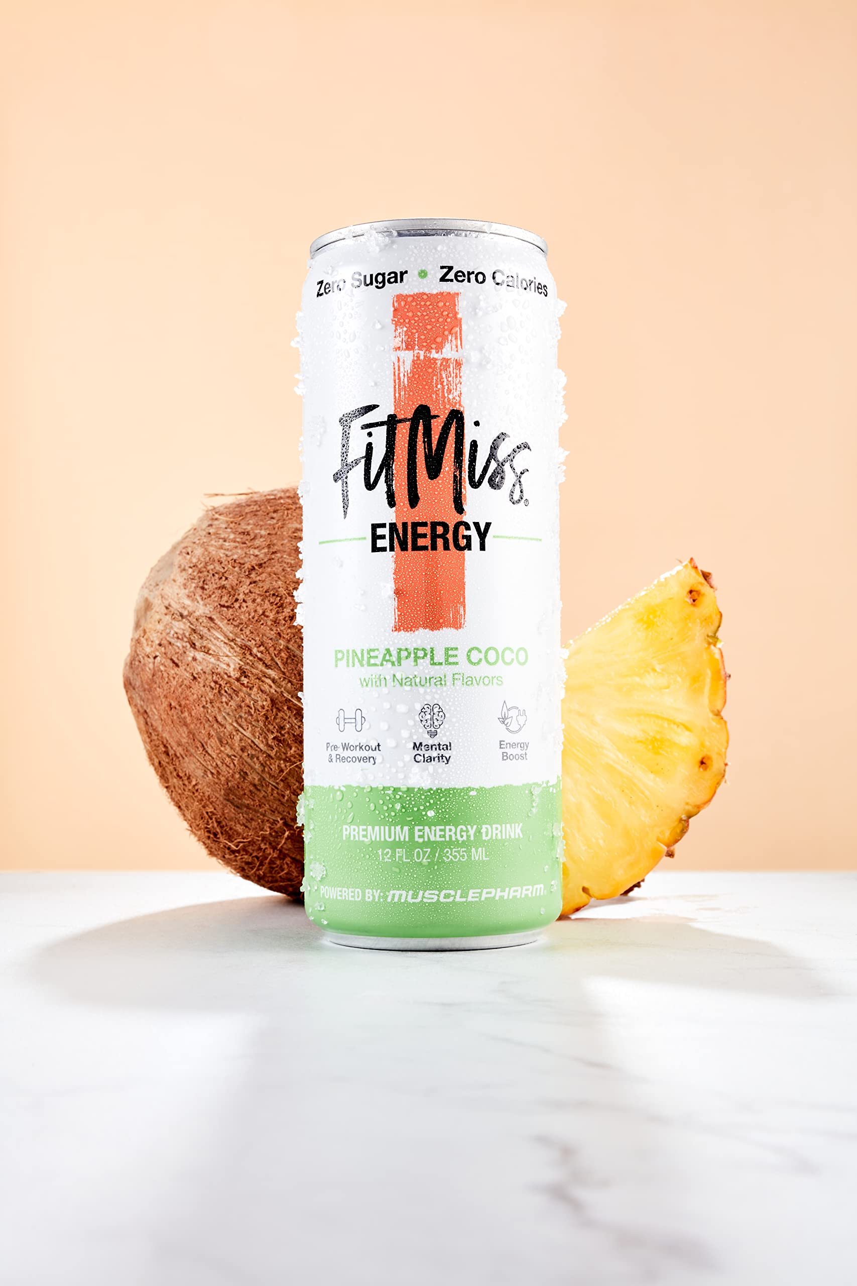 MusclePharm FitMiss Energy Drink 12oz (Pack of 12) - Pineapple Coconut ...