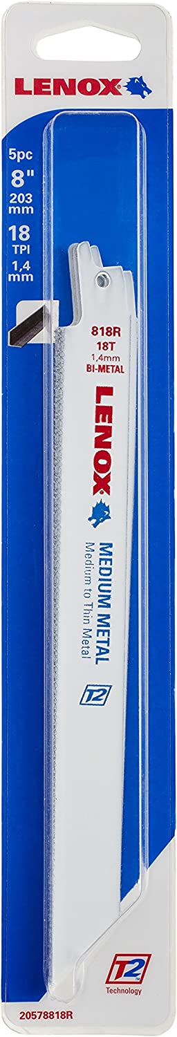 (5-Pack) Lenox Tools 8-inch Metal Cutting Reciprocating Saw Blade with ...